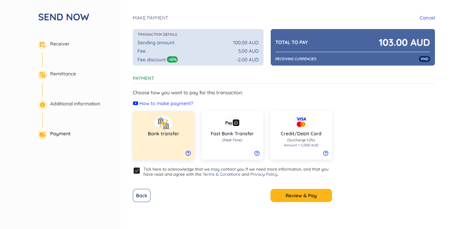 How to make a payment via Bank Transfer? – Hai Ha Money Transfer